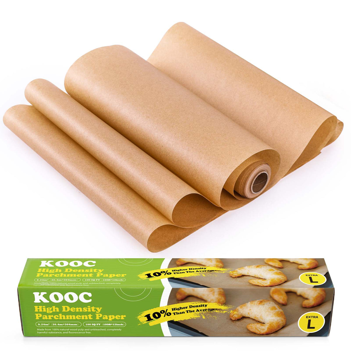 KOOC Premium 100-Feet Parchment Paper Roll-100 Square Feet Coverage ...