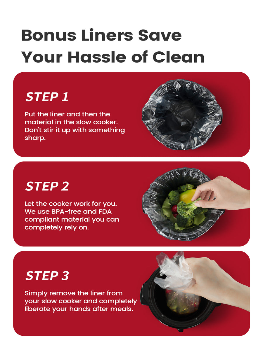 KOOC - Small Slow Cooker - 2 Quart, Red, with Free Liners – KOOC Official